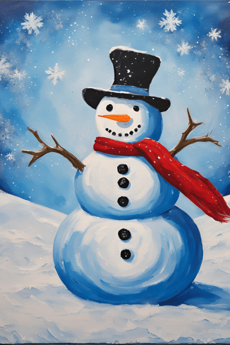 Easy Step-by-Step Snowman Painting on Canvas for Beginners - Artistic ...